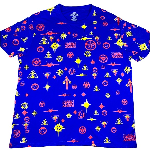 Marvel | Shirts | Marvel Mens Graphic Tshirt Xxl Blue Captain Marvel ...